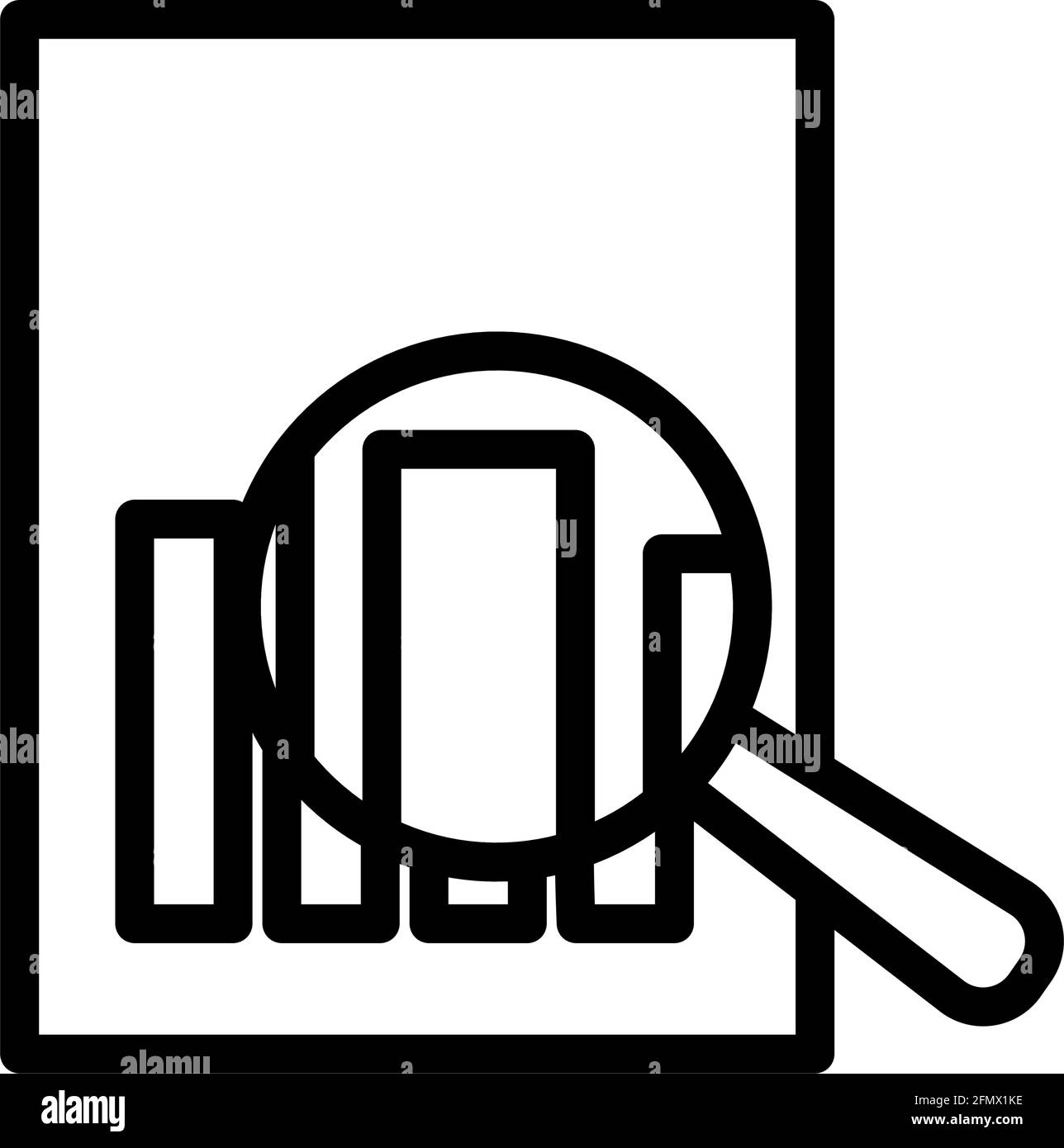 Magnificent Glass On Paper With Chart Icon. Editable Bold Outline ...