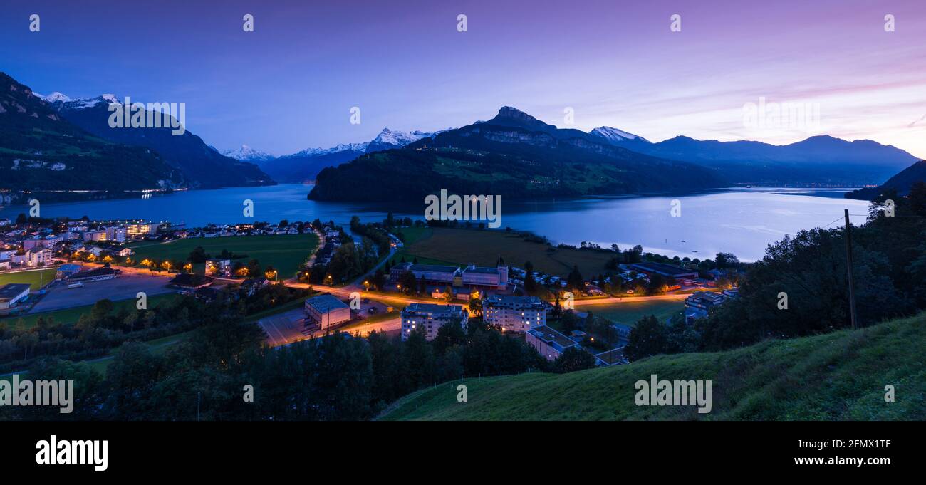 Double exposure. Portrait of a woman in profile. Mountain landscape ...