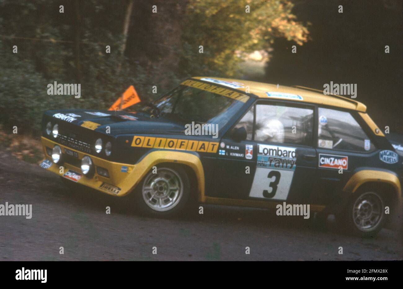 Markku Alen's Fiat 131 Abarth on the Sutton Park stage of the 1977 RAC ...