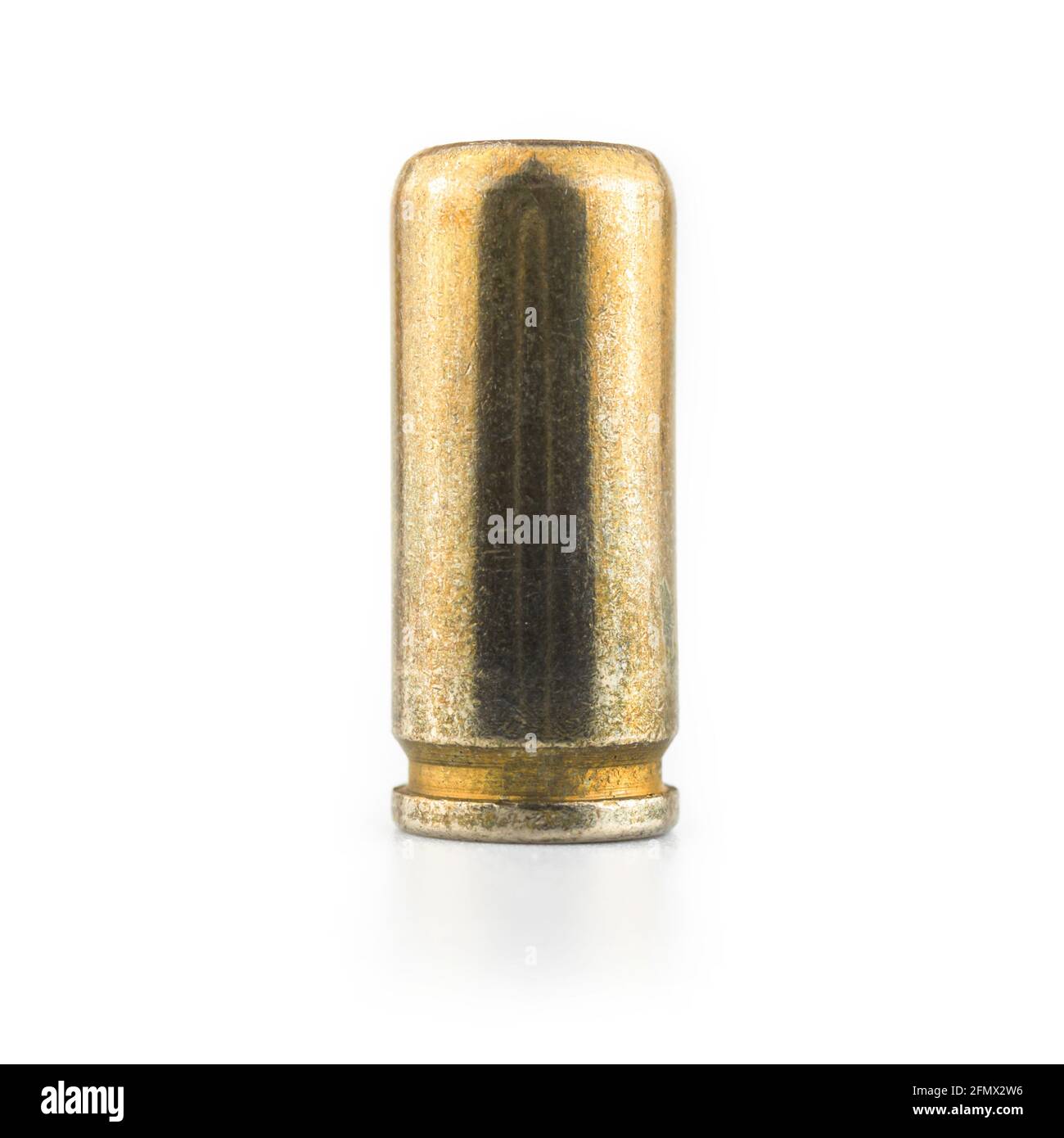 One 9mm bullet isolated on a white background Stock Photo - Alamy