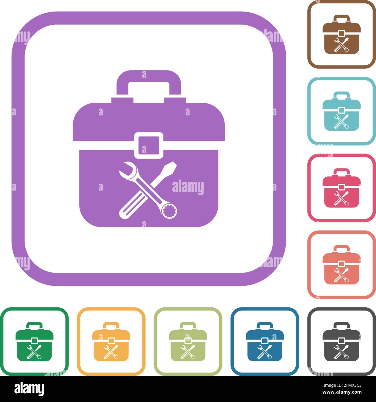 Toolbox simple icons in color rounded square frames on white background Stock Vector Image & Art ...