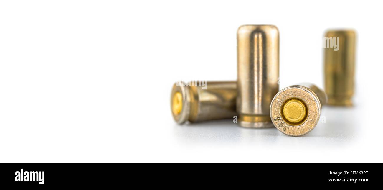Bullet isolated on white background, banner with ammo for a gun, for ...