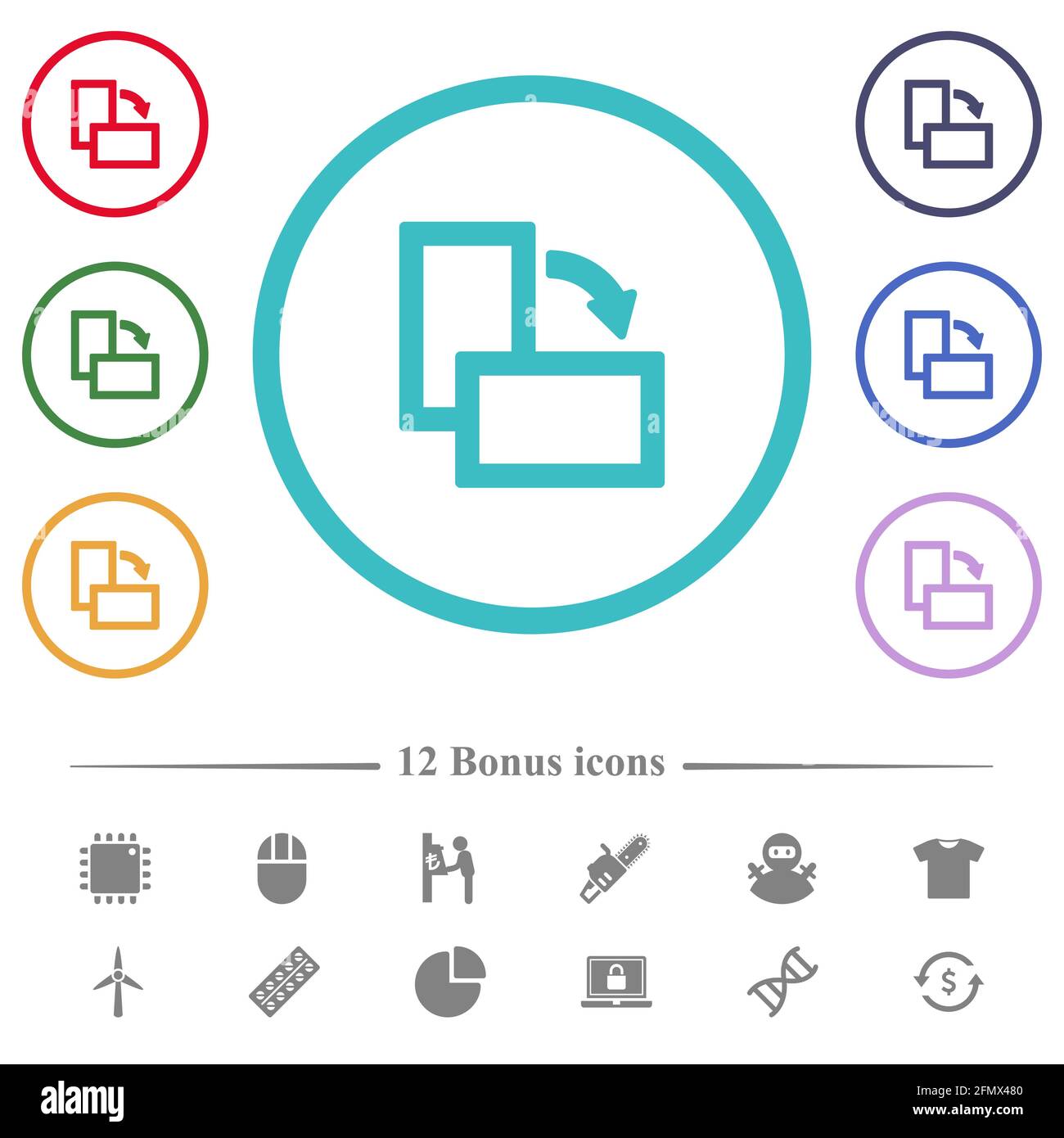 Rotate right flat color icons in circle shape outlines. 12 bonus icons included Stock Vector ...