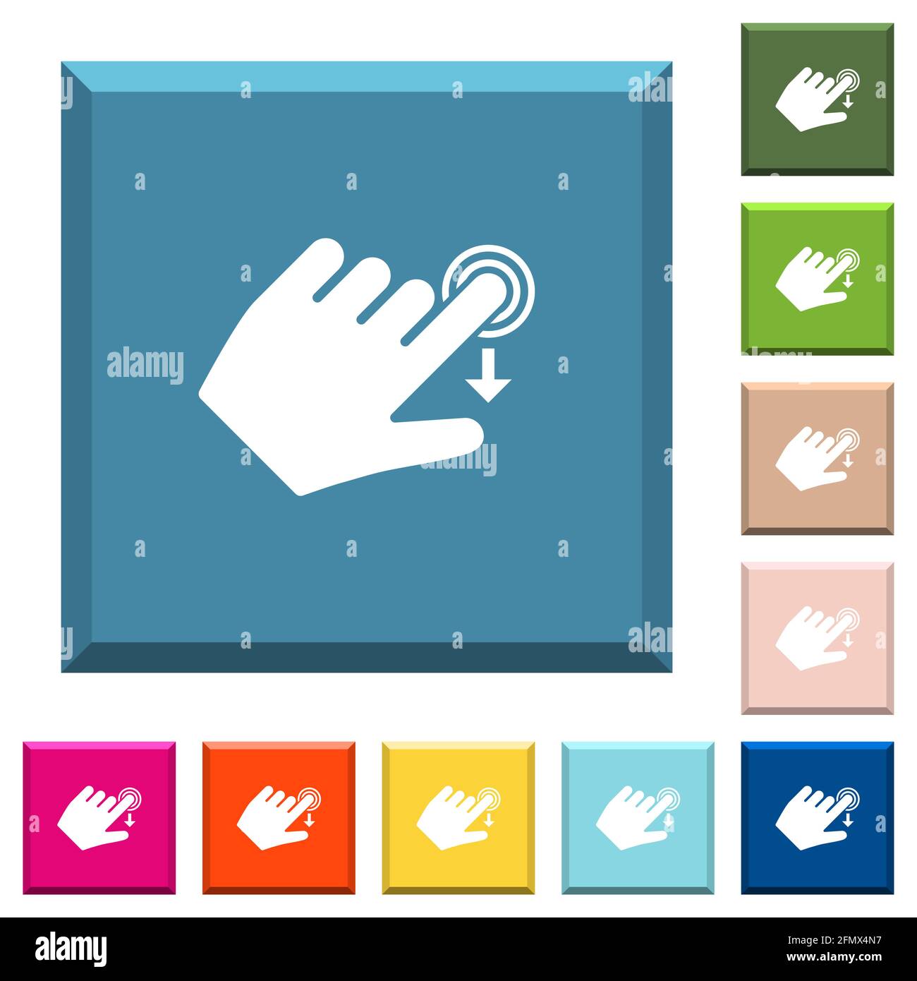 Left handed slide down gesture white icons on edged square buttons in ...