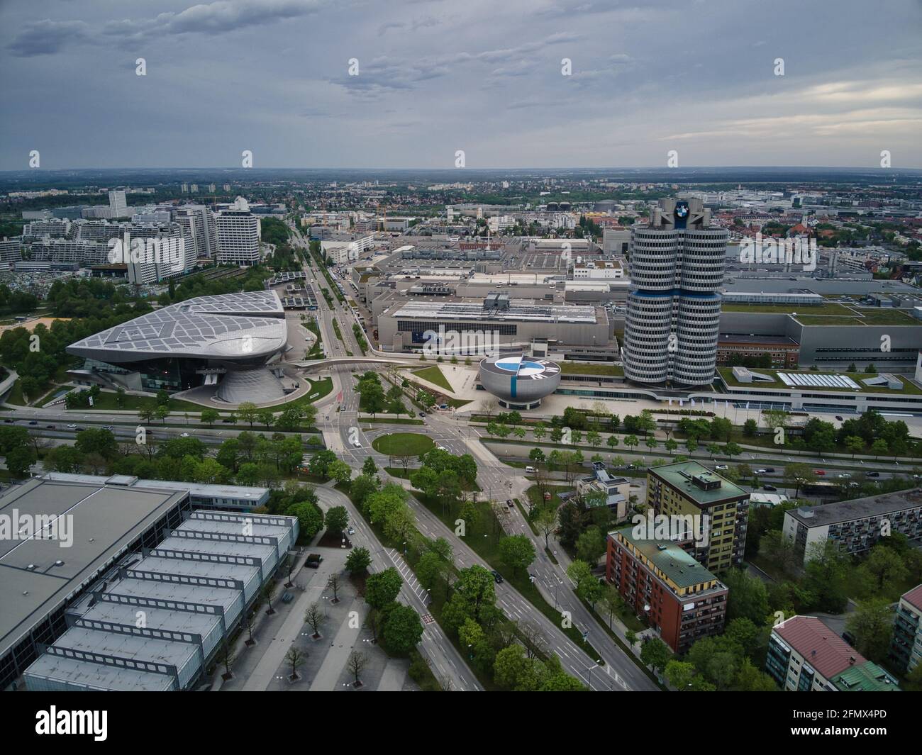 Aerial view bmw world bmw hi-res stock photography and images - Alamy