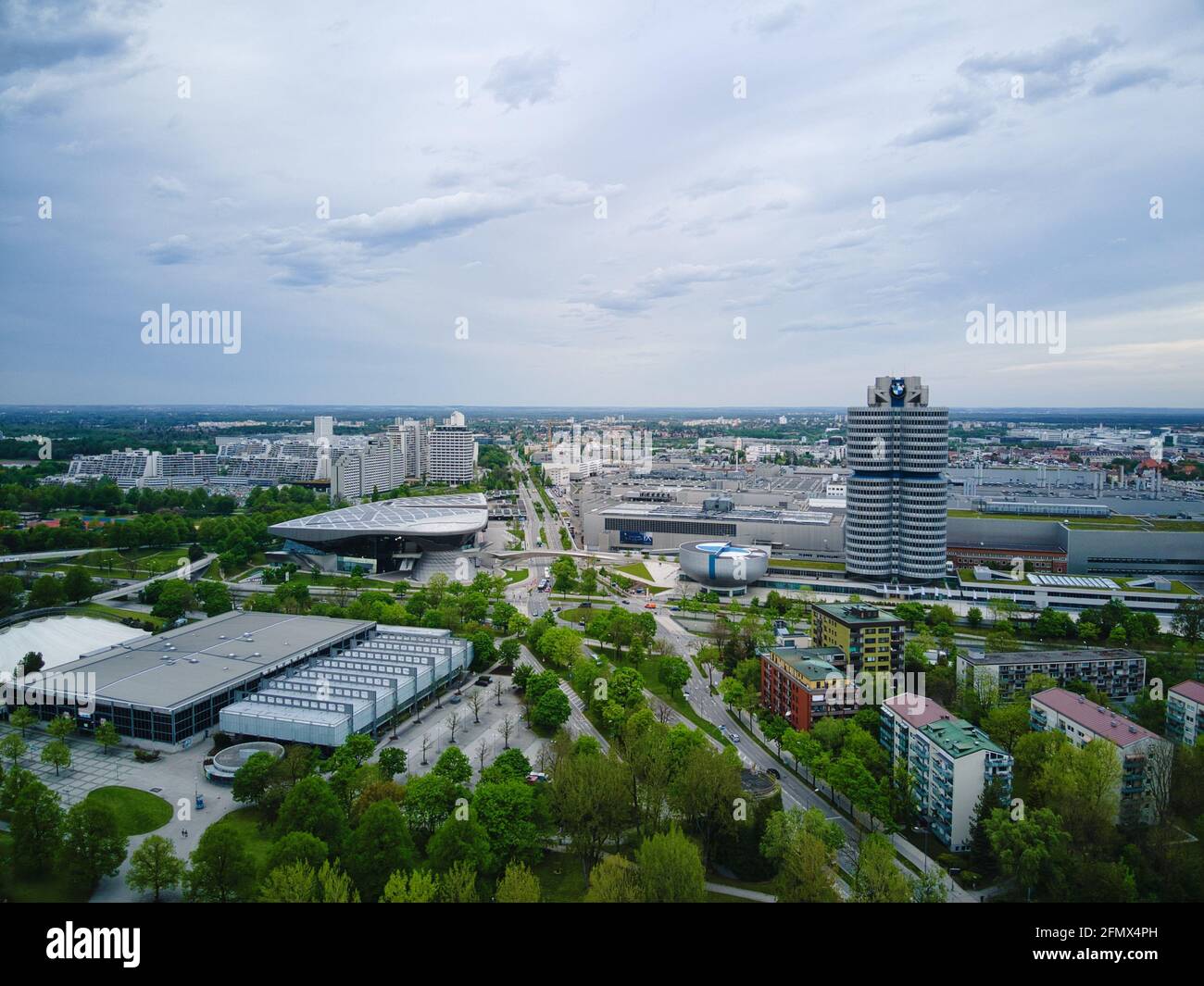 Aerial view bmw world bmw hi-res stock photography and images - Alamy