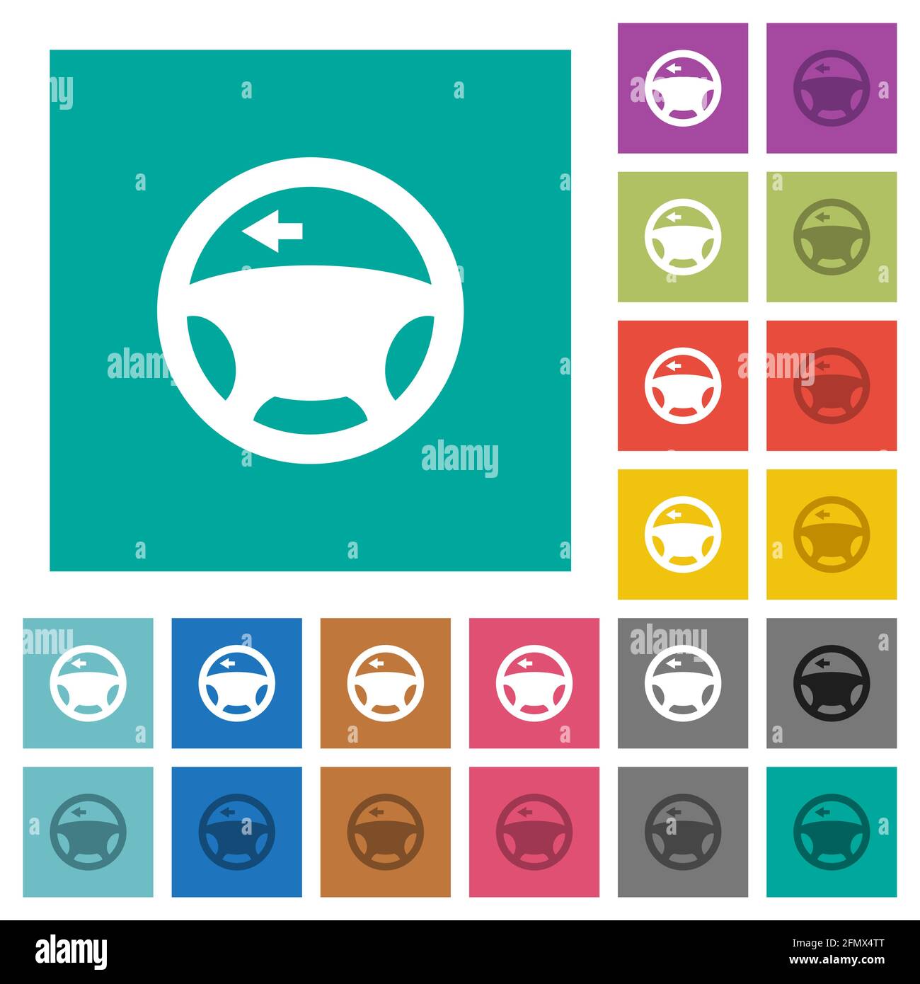 Car turn left signal dashboard light multi colored flat icons on plain ...