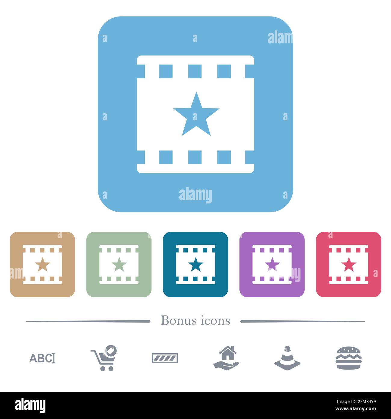 Mark movie white flat icons on color rounded square backgrounds. 6 ...