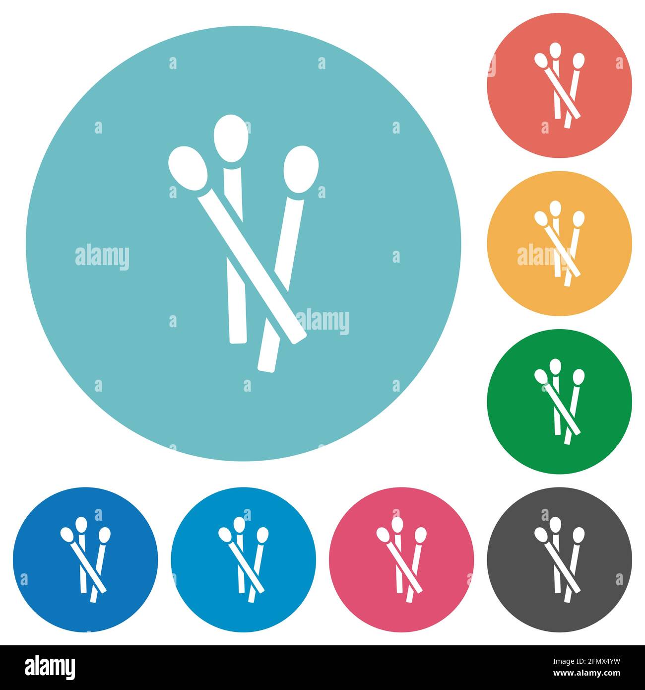 Matches flat white icons on round color backgrounds Stock Vector Image ...