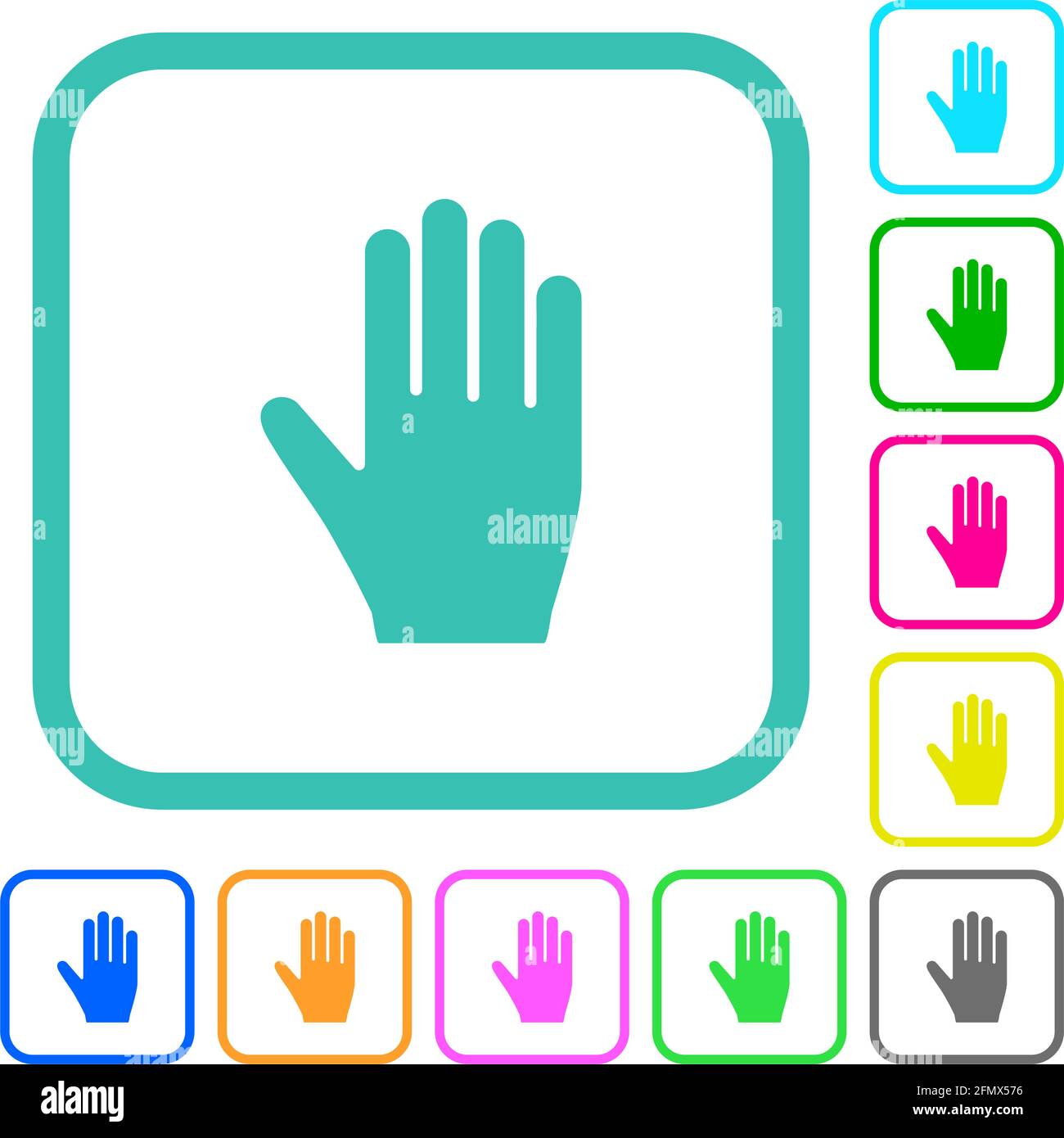 Right hand vivid colored flat icons in curved borders on white ...