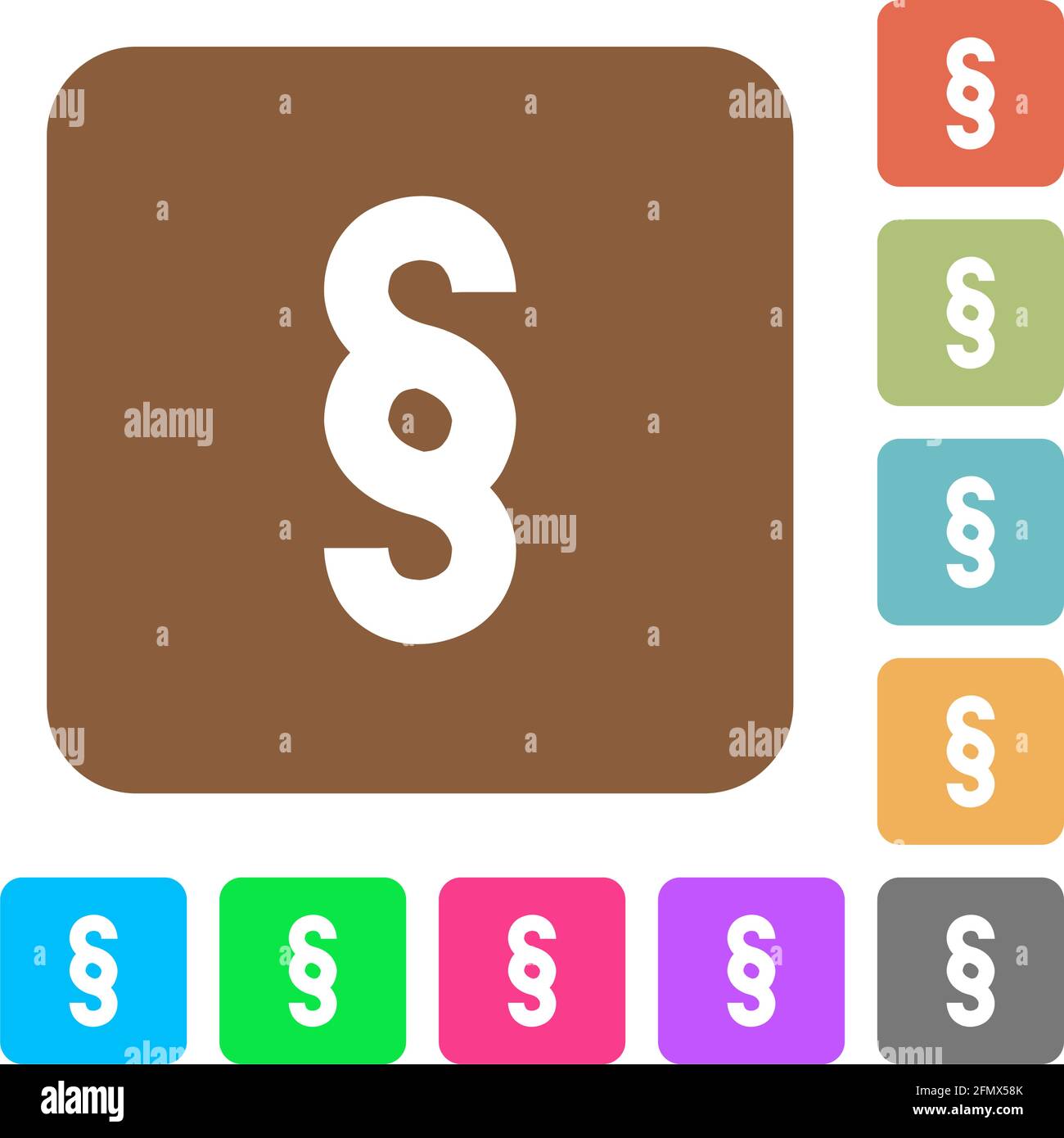 Paragraph symbol flat icons on rounded square vivid color backgrounds ...