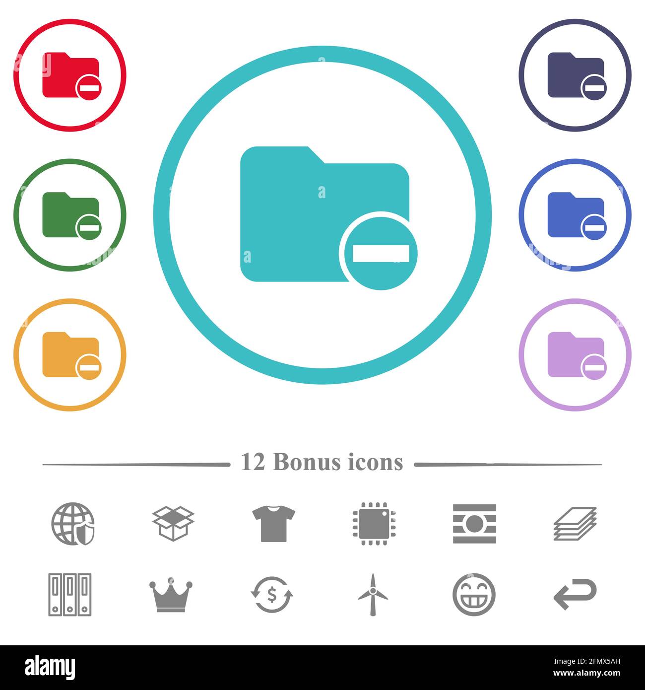 Remove directory flat color icons in circle shape outlines. 12 bonus ...