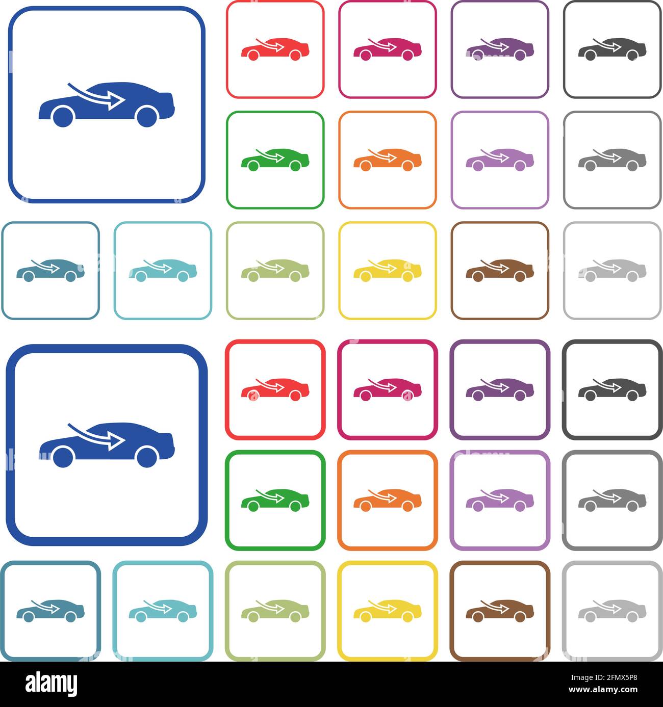 car airflow adjustment external color flat icons in rounded square ...