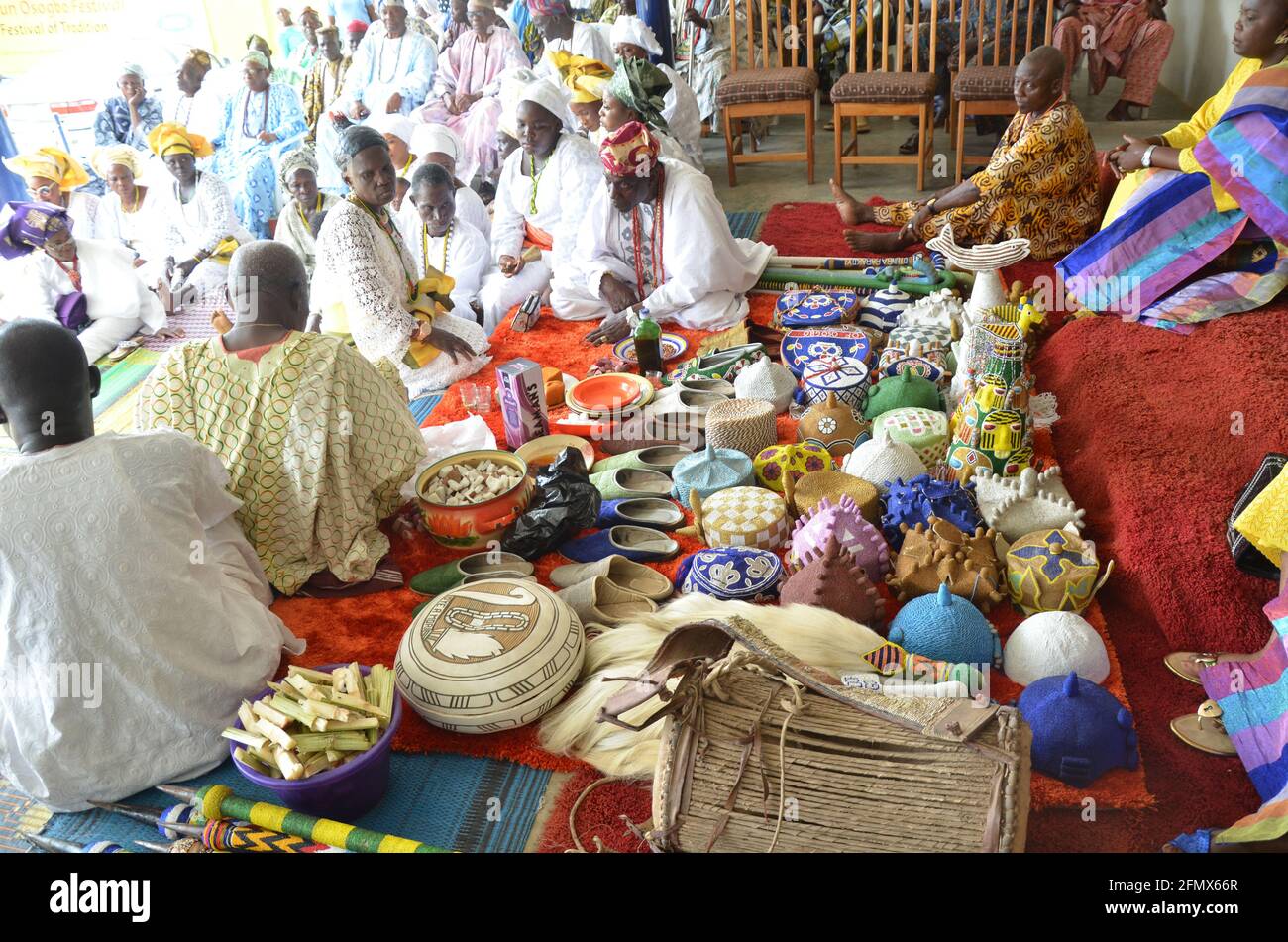 Osun Osogbo: Iya Osun praying for Ataoja's ancient crown, shoes and ...