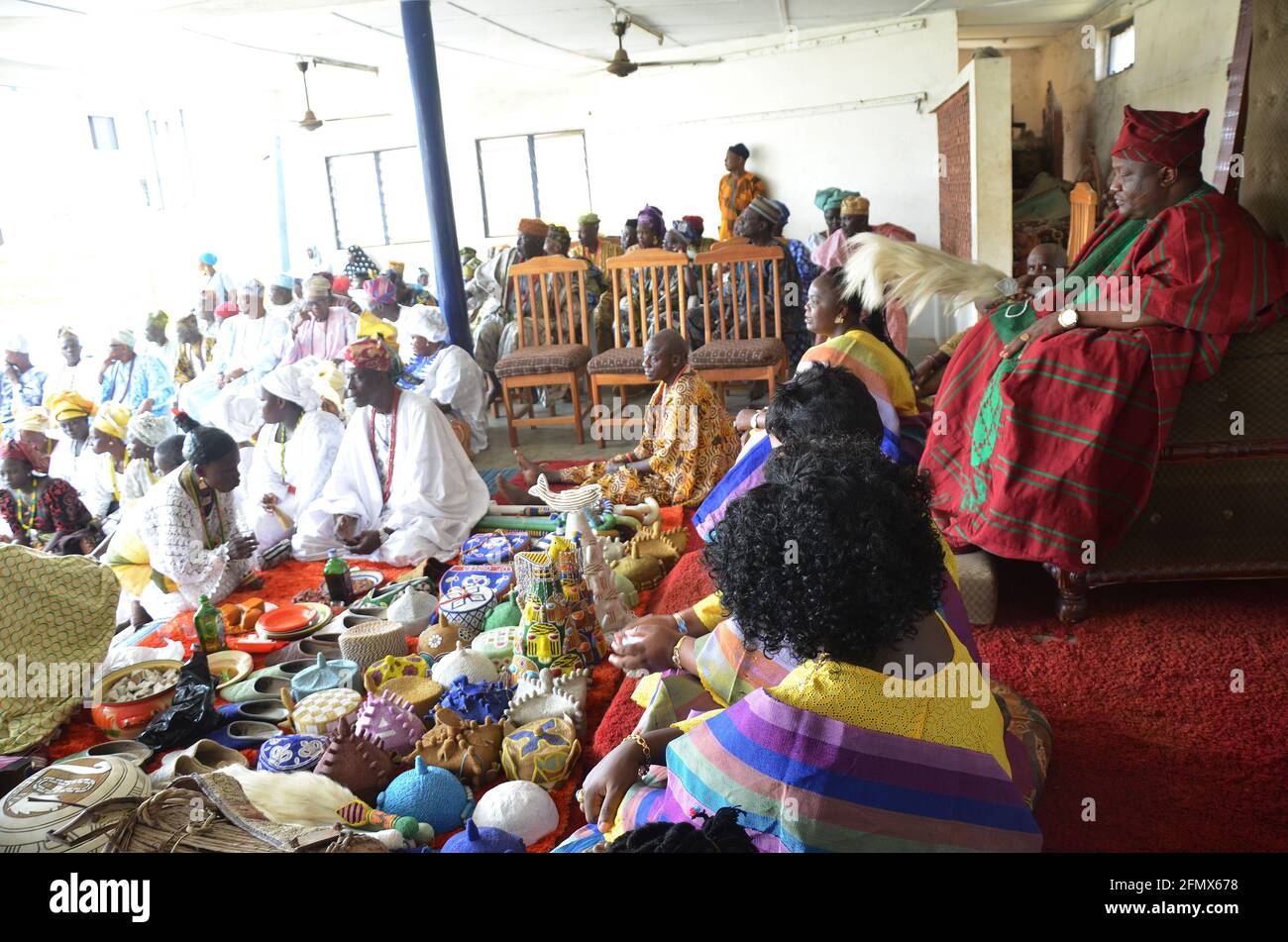 Osun Osogbo: Iya Osun praying for Ataoja's ancient crown, shoes and ...