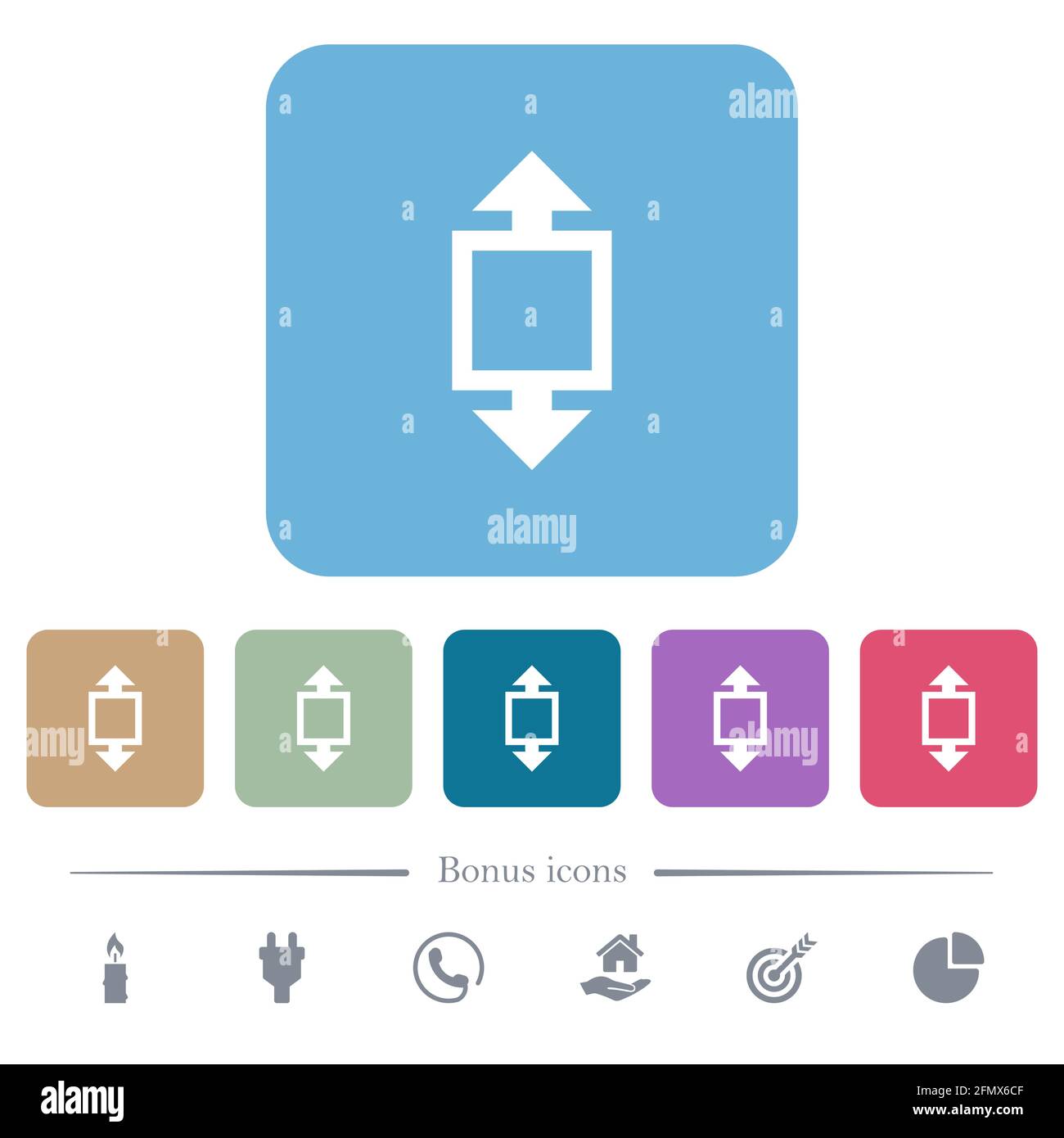 Height tool white flat icons on color rounded square backgrounds. 6 ...