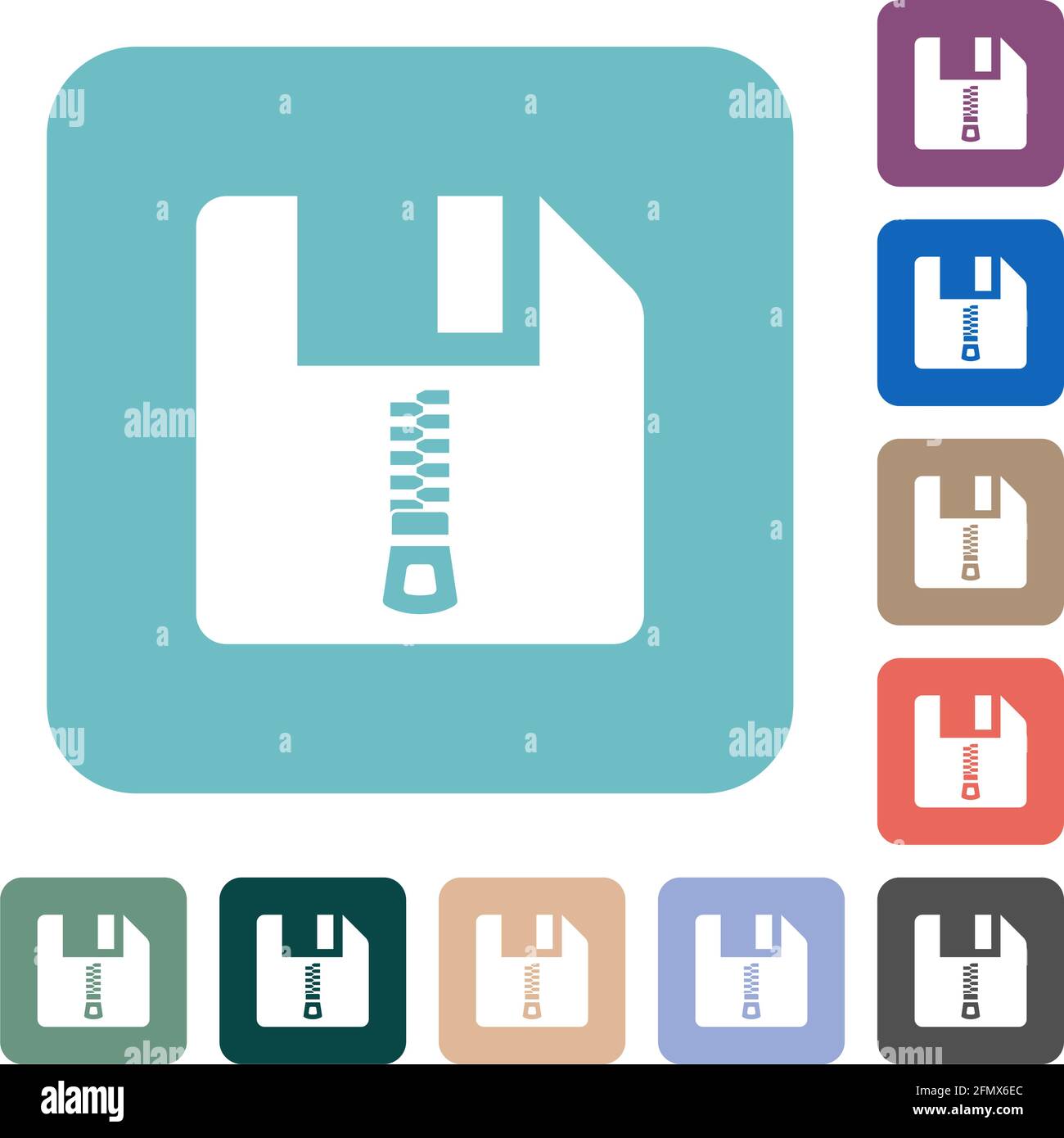 Compressed file white flat icons on color rounded square backgrounds Stock Vector Image & Art ...