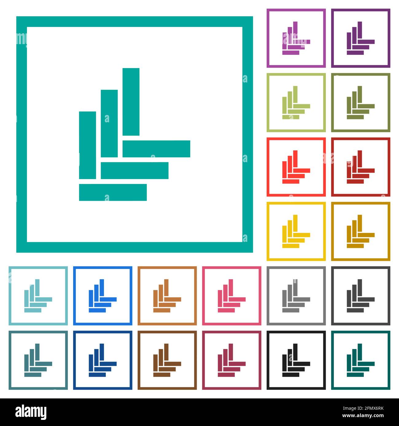 Parquet pattern flat color icons with quadrant frames on white ...