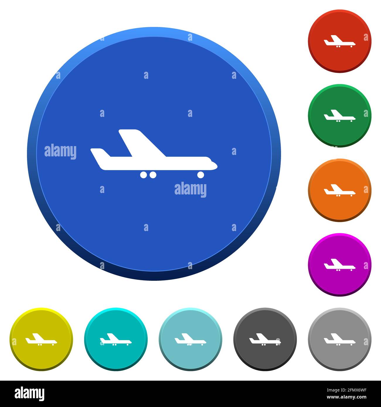 Airplane round color beveled buttons with smooth surfaces and flat ...