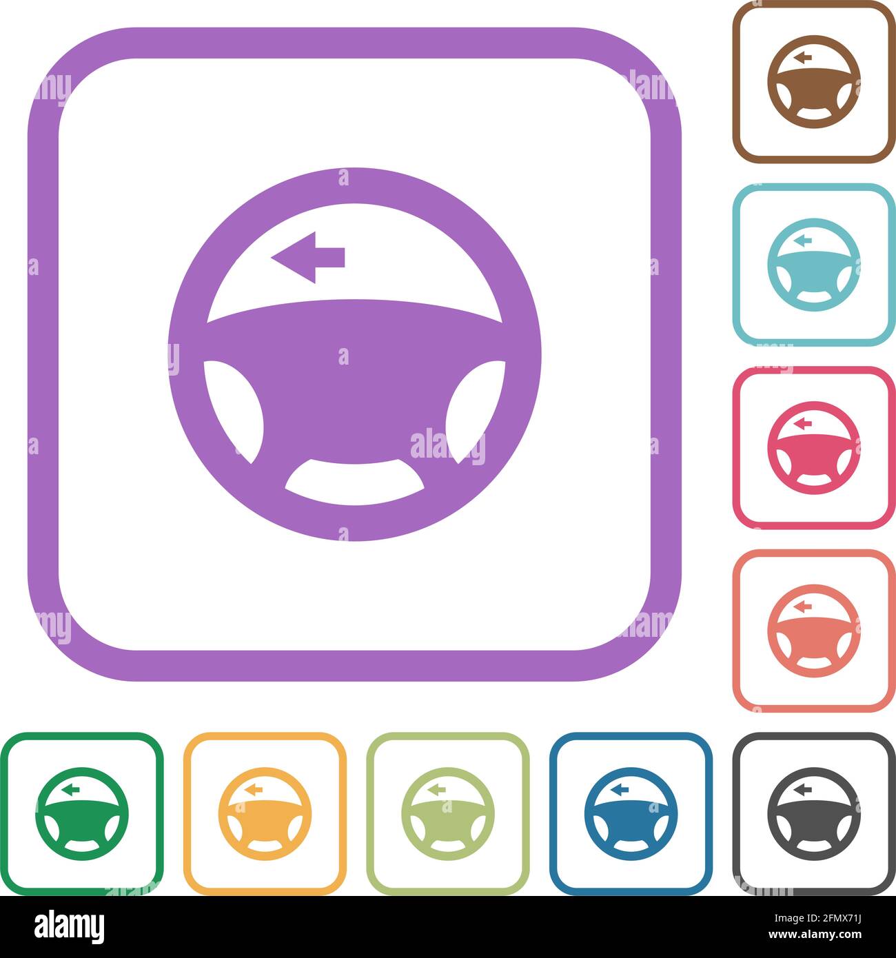 Car turn left signal dashboard light simple icons in color rounded ...