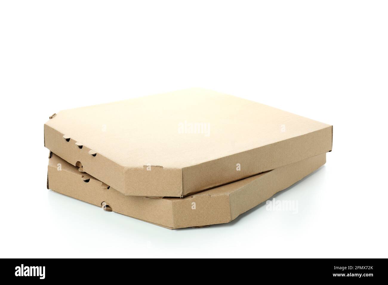 Paper pizza boxes isolated on white background Stock Photo - Alamy