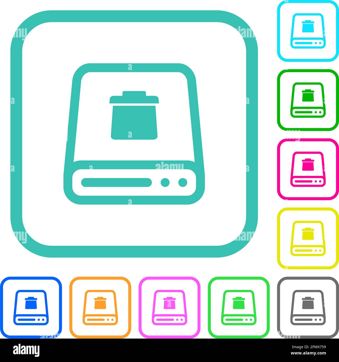 Delete from hard disk vivid colored flat icons in curved borders on ...