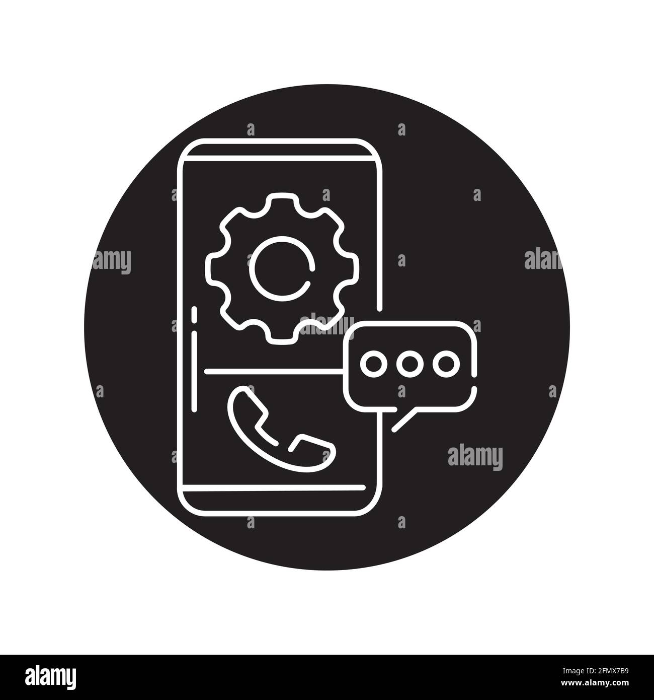 Call support black glyph icon. Pictogram for web page, mobile app ...