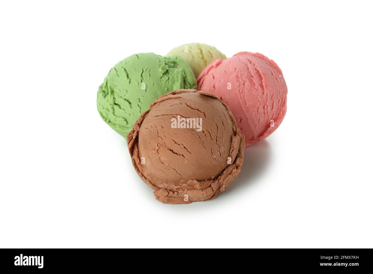 Balls of ice cream isolated on white background Stock Photo - Alamy