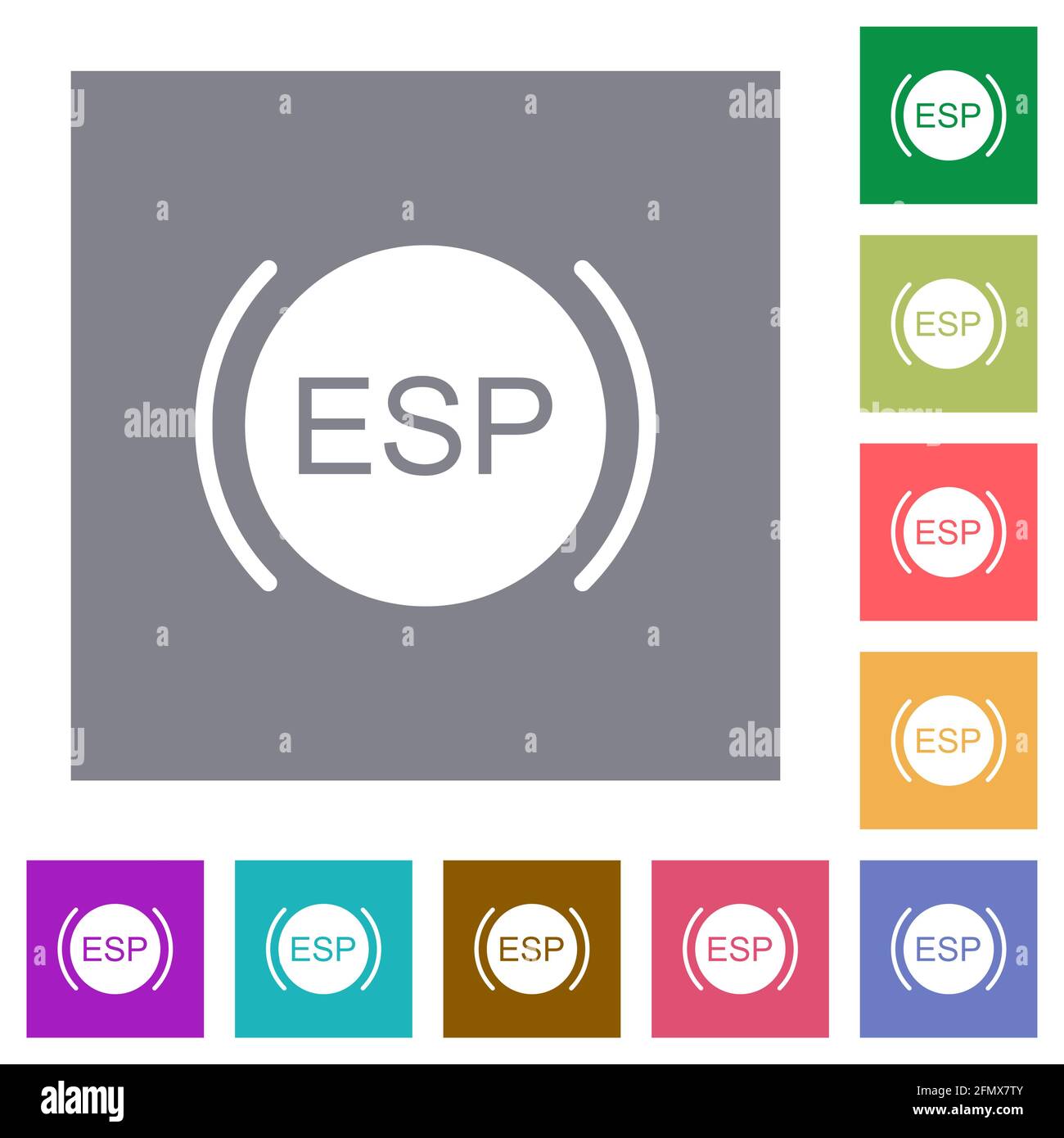 Car electronic stability program indicator flat icons on simple color ...