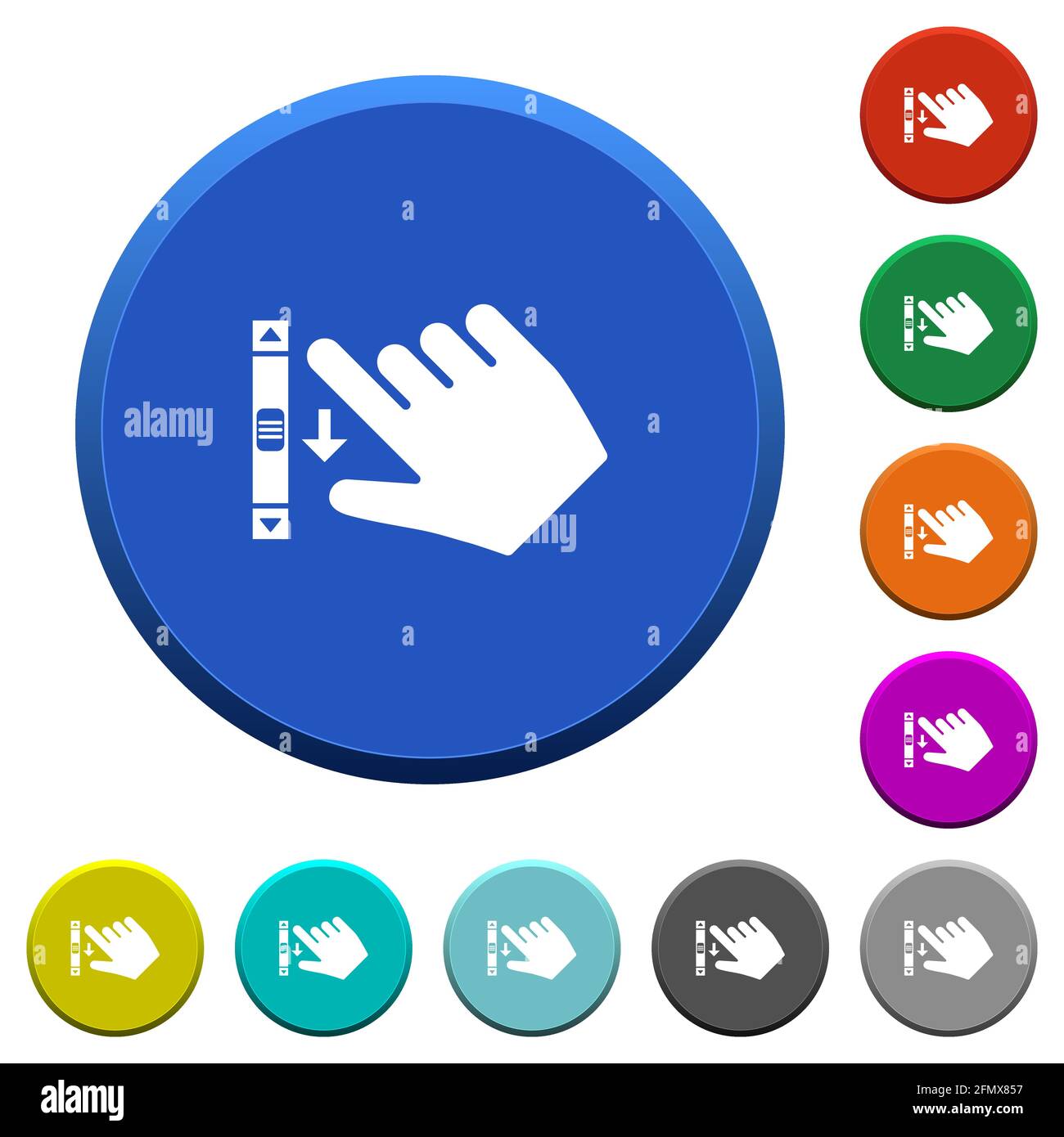 Right handed scroll down gesture round color beveled buttons with ...