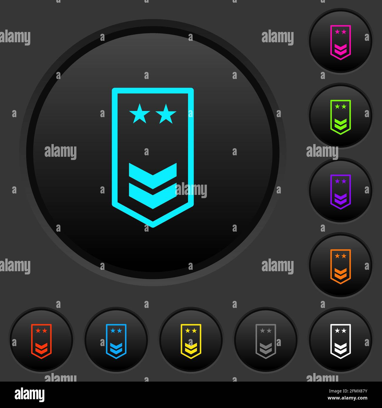 military insignia with two chevrons and two stars dark push buttons ...