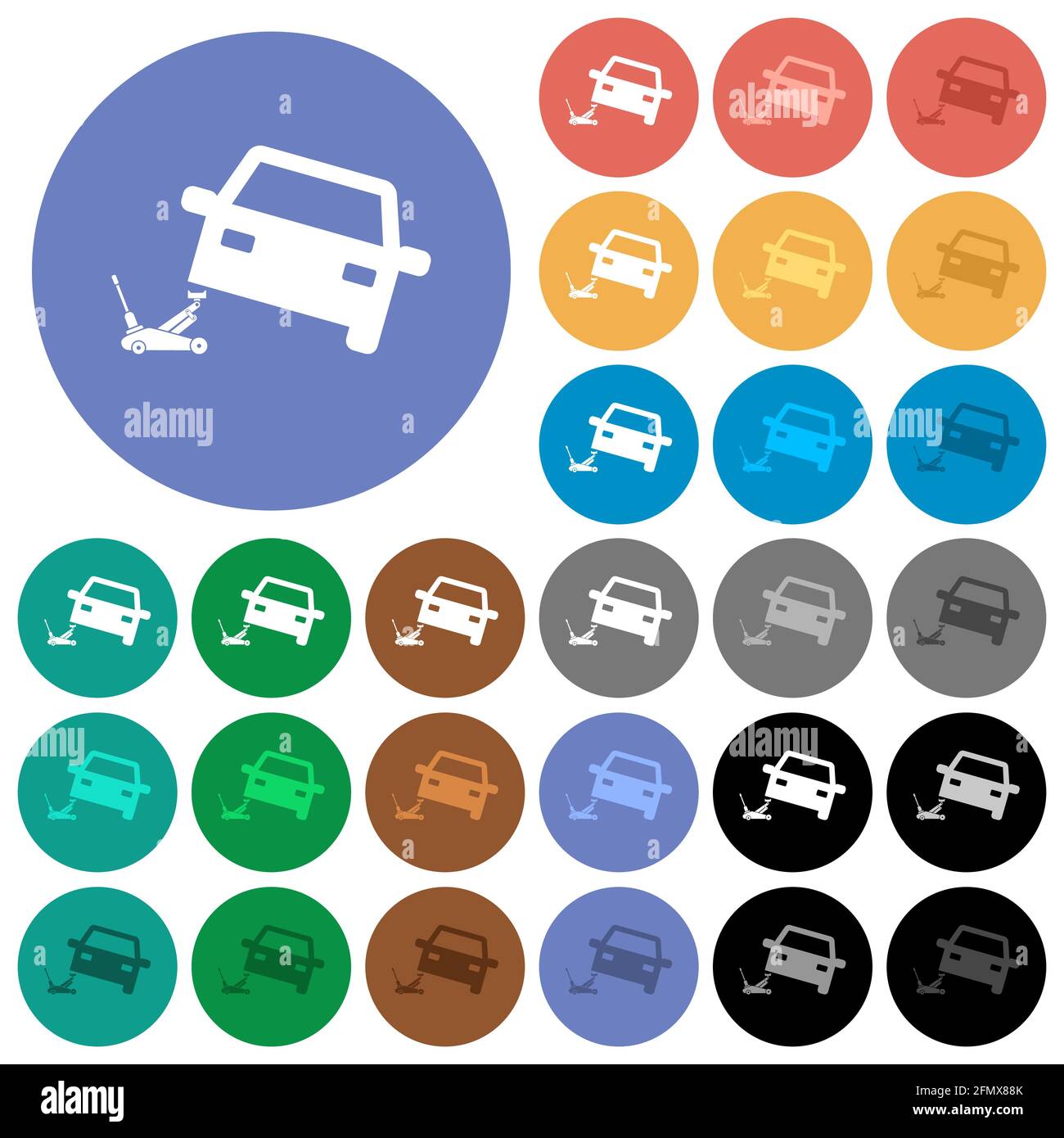 Car repair multi colored flat icons on round backgrounds. Included ...