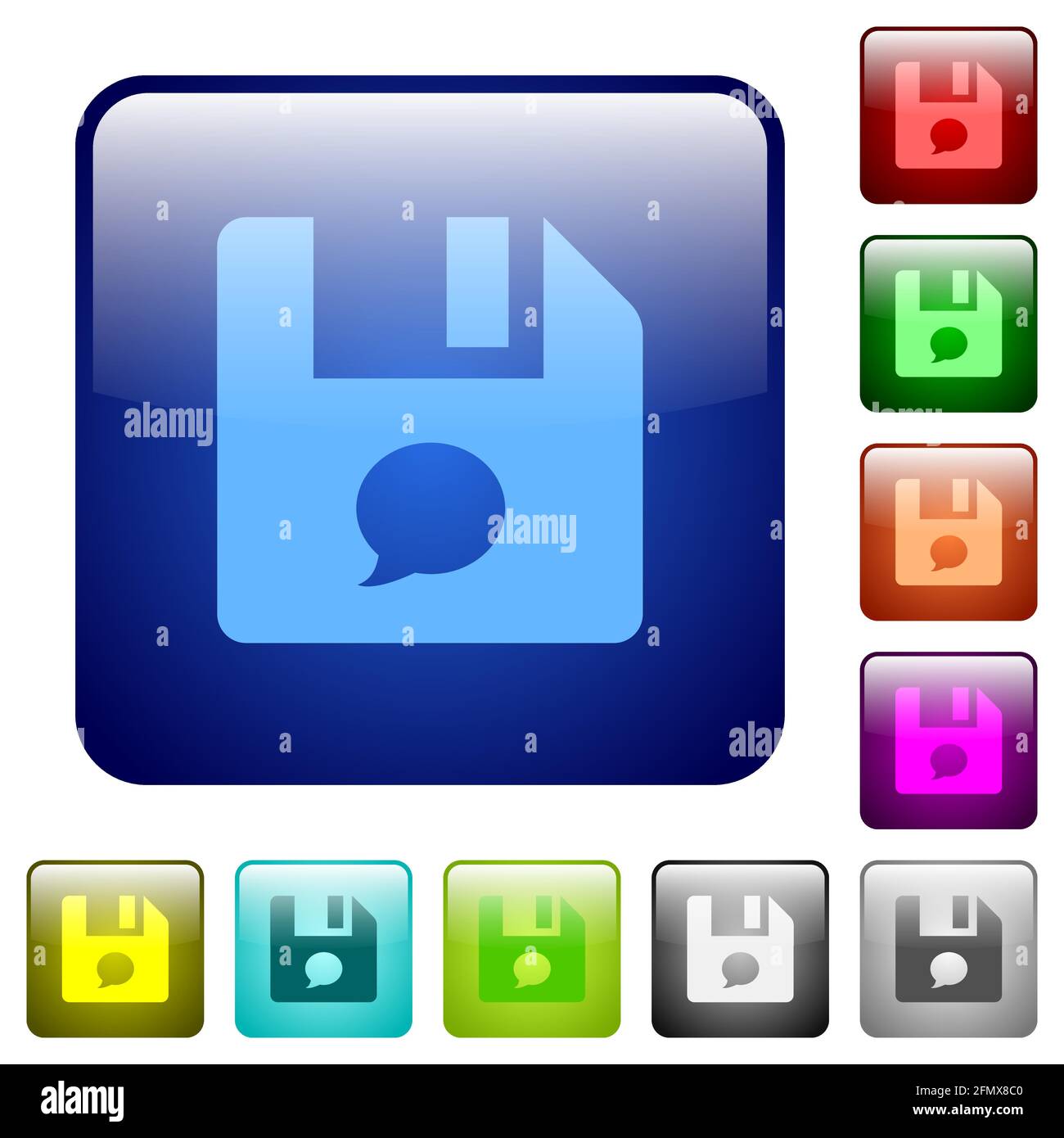 File comment icons in rounded square color glossy button set Stock Vector Image & Art - Alamy