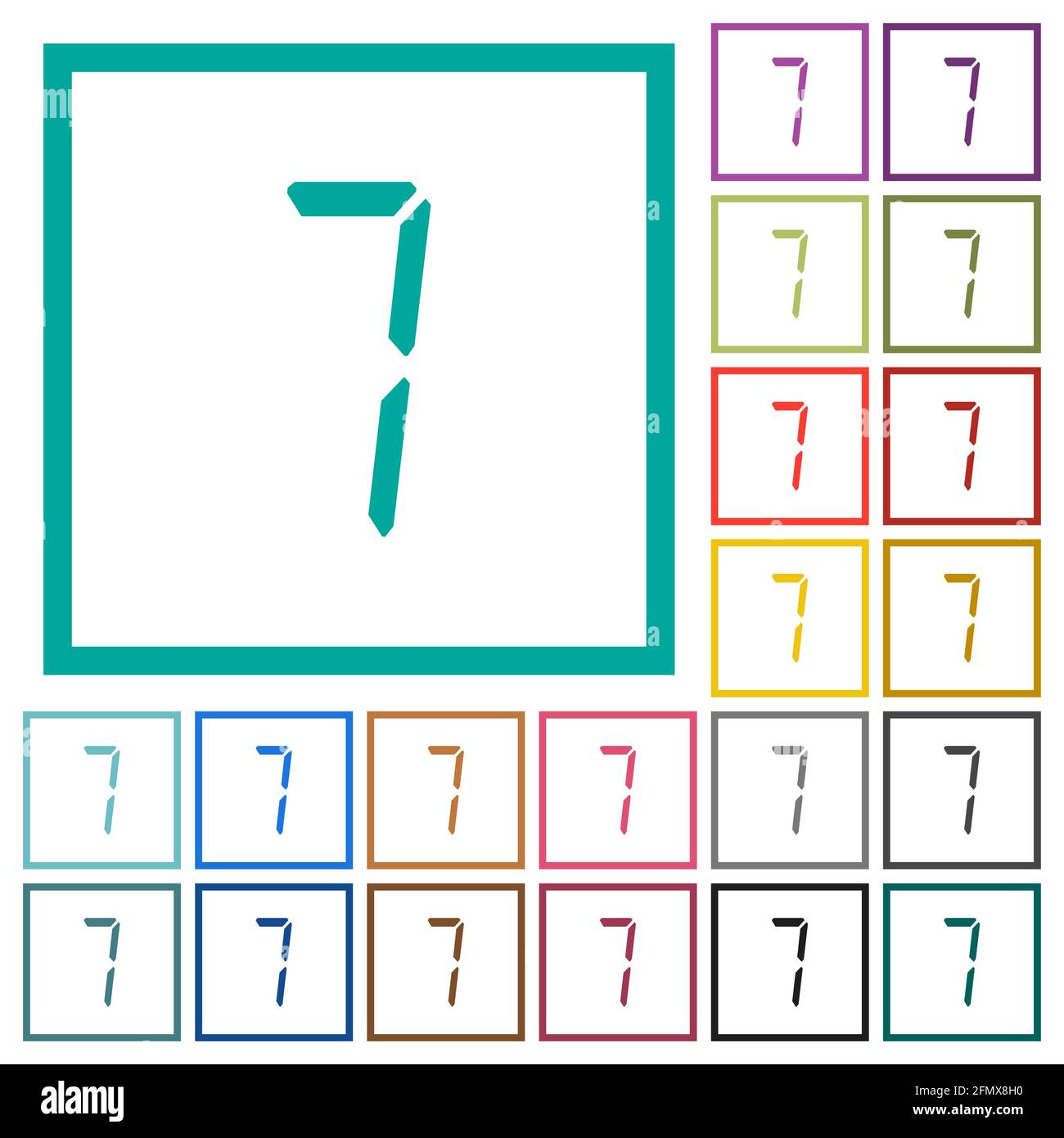 digital number seven of seven segment type flat color icons with ...