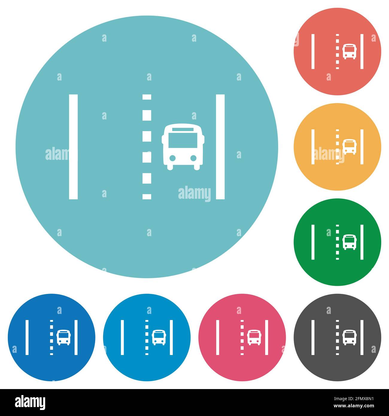 Bus lane flat white icons on round color backgrounds Stock Vector Image ...