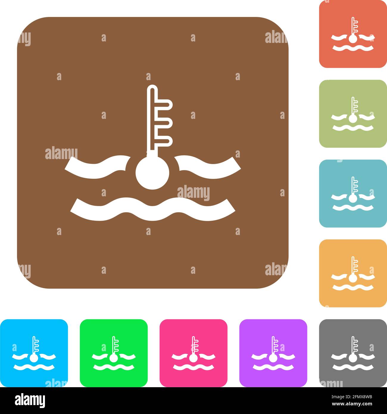 Cold temperature engine coolant flat icons on rounded square vivid ...