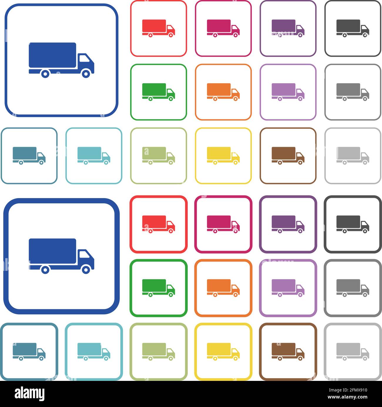 Freight car color flat icons in rounded square frames. Thin and thick ...