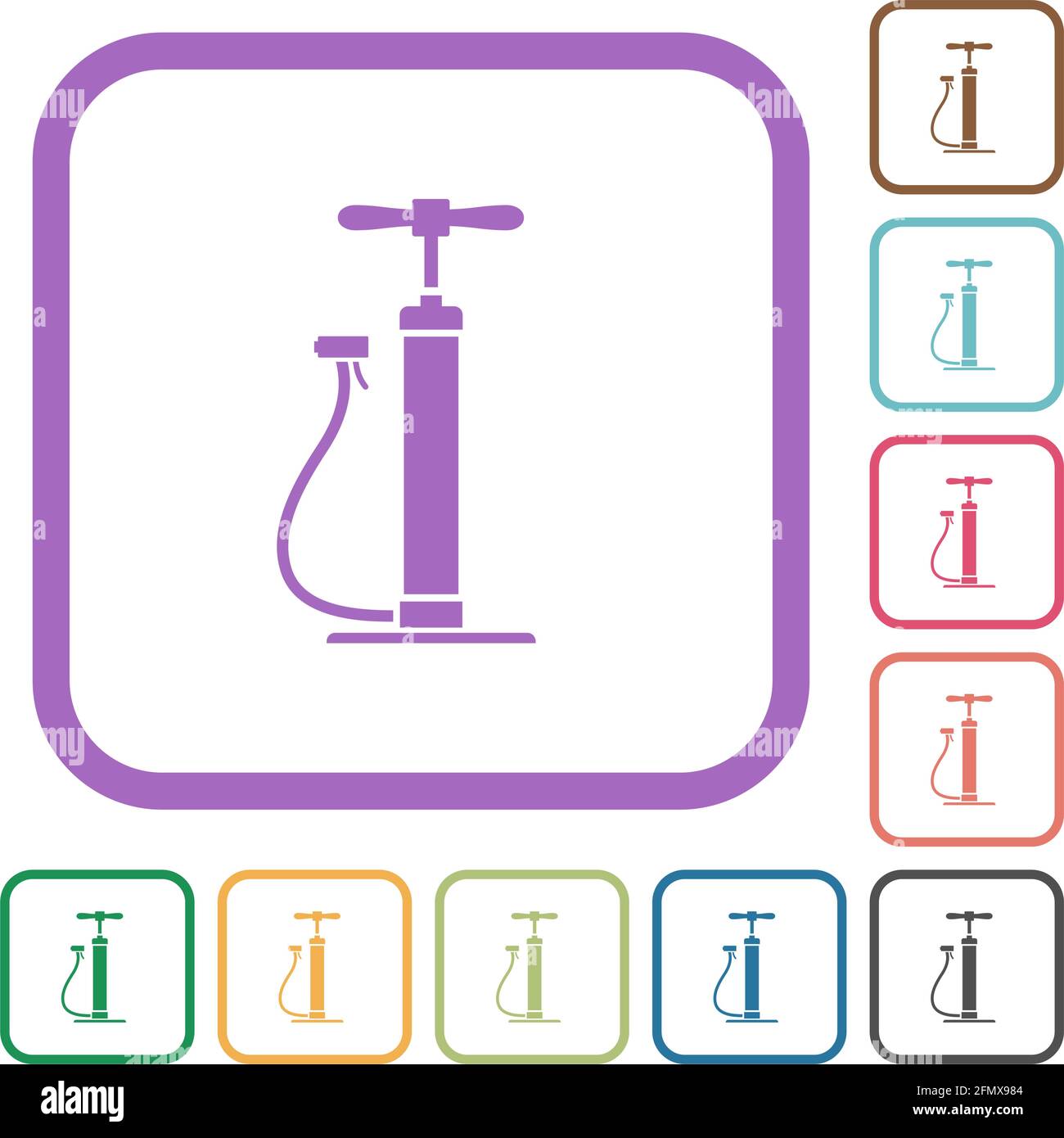 Air pump simple icons in color rounded square frames on white ...