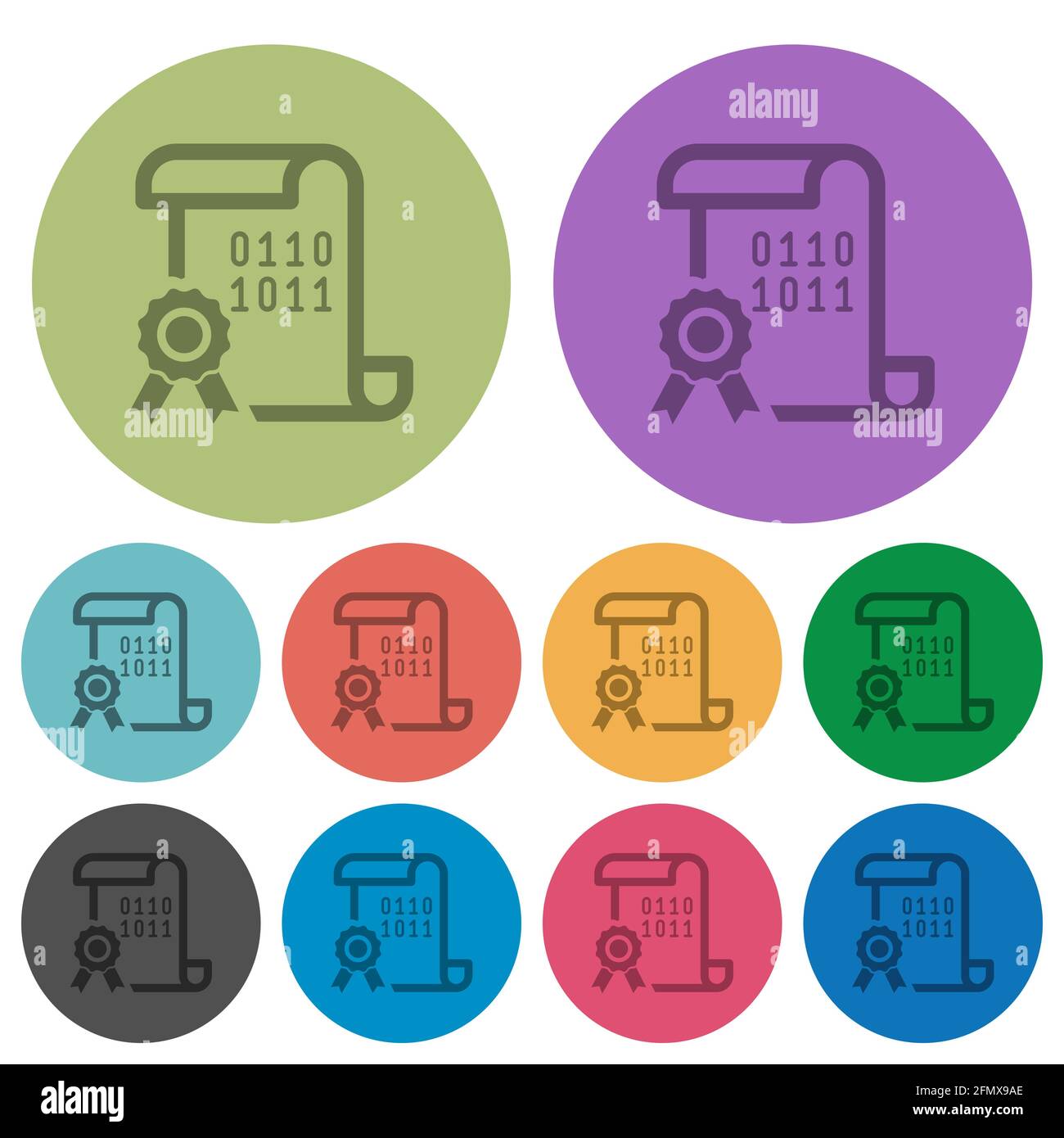 Digital certificate darker flat icons on color round background Stock Vector Image & Art - Alamy