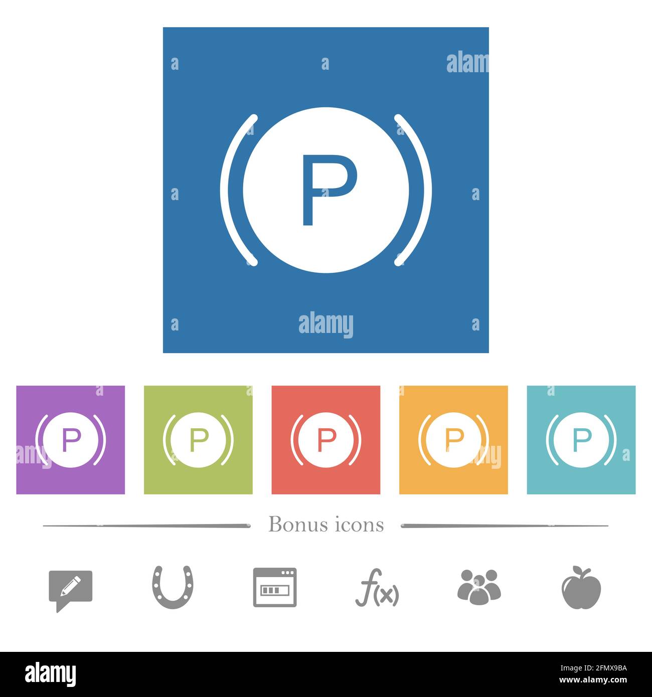 Car dashboard brake warning indicator flat white icons in square ...