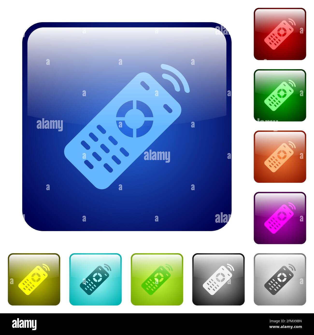 Working remote control icons in rounded square color glossy button set Stock Vector Image & Art ...
