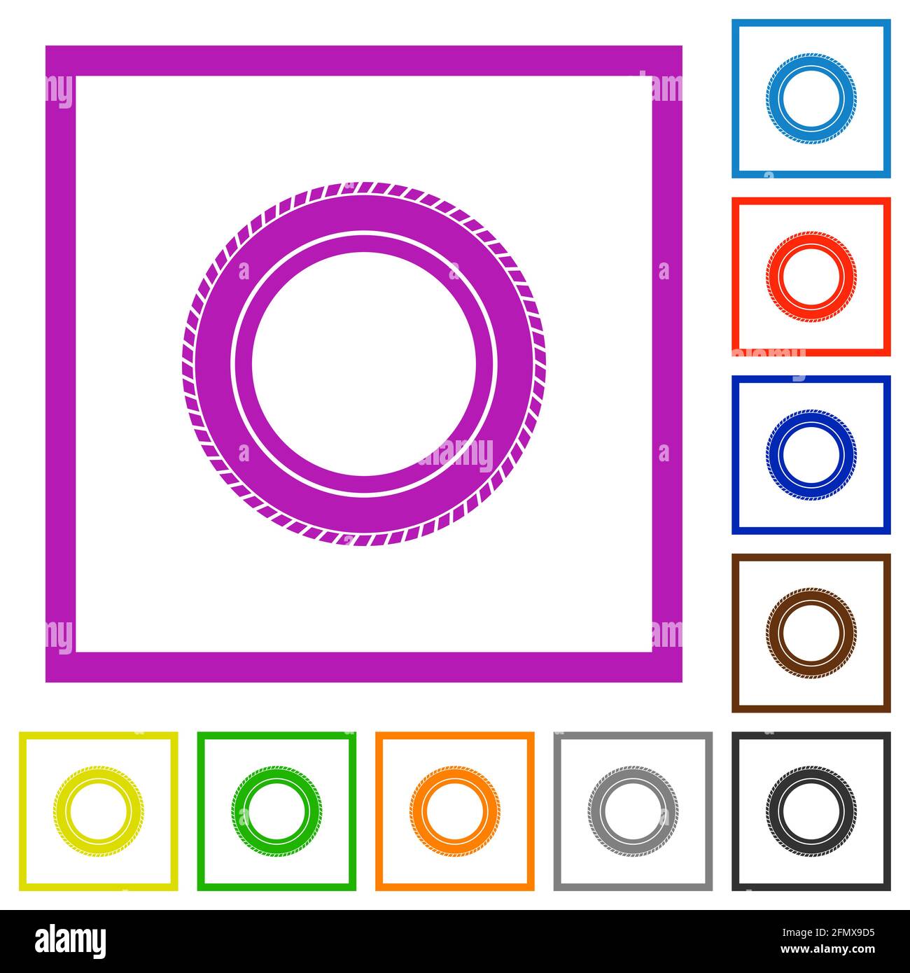 Car tire flat color icons in square frames on white background Stock ...