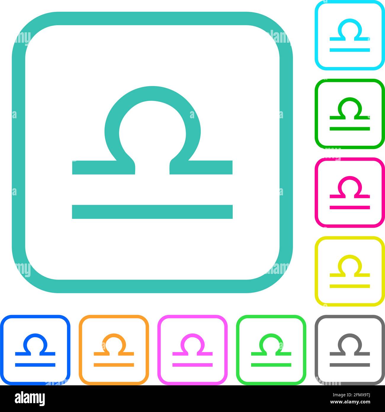 libra zodiac symbol vivid colored flat icons in curved borders on white ...