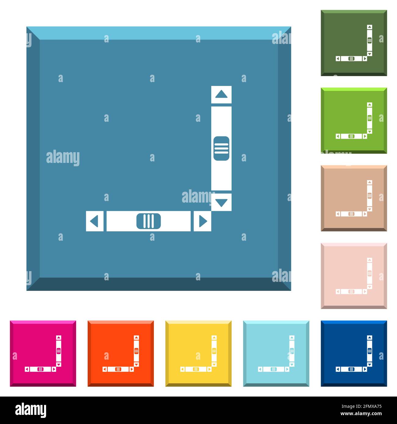 Vertical and horizontal scroll bars white icons on edged square buttons ...