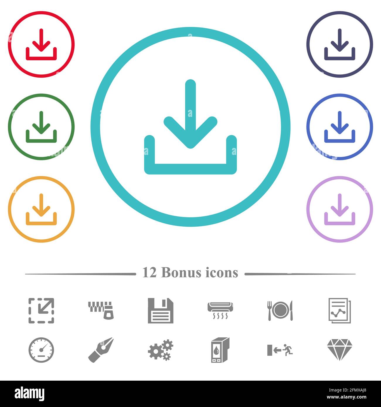Download symbol flat color icons in circle shape outlines. 12 bonus ...