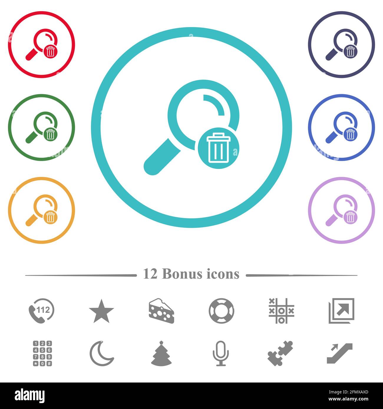 Delete search flat color icons in circle shape outlines. 12 bonus icons ...