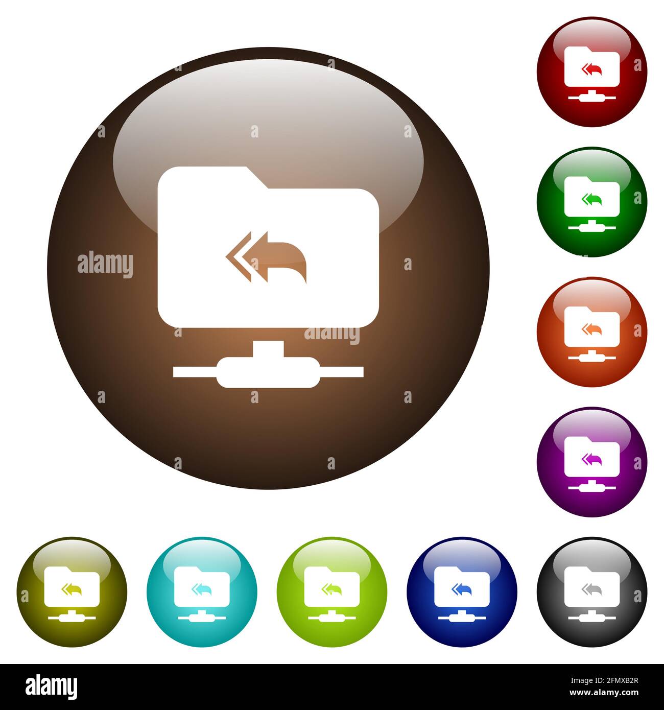 FTP root directory white icons on round glass buttons in multiple ...