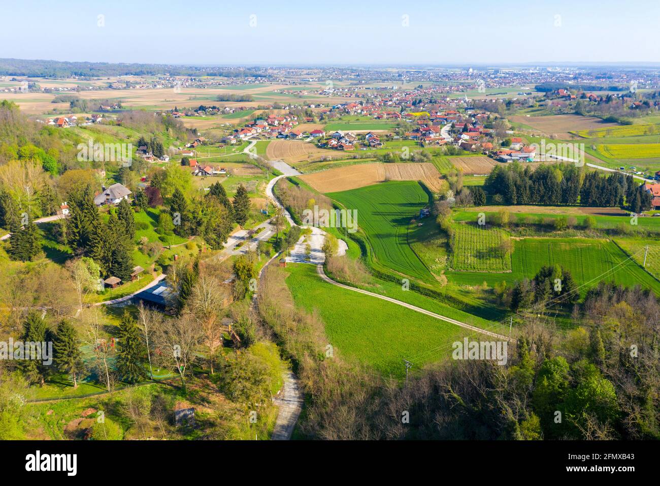 Aerial view of the rural countryside of Croatian north Stock Photo - Alamy