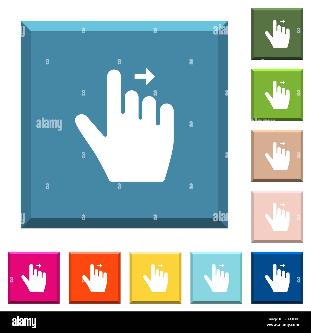 Right handed move right gesture white icons on edged square buttons in ...