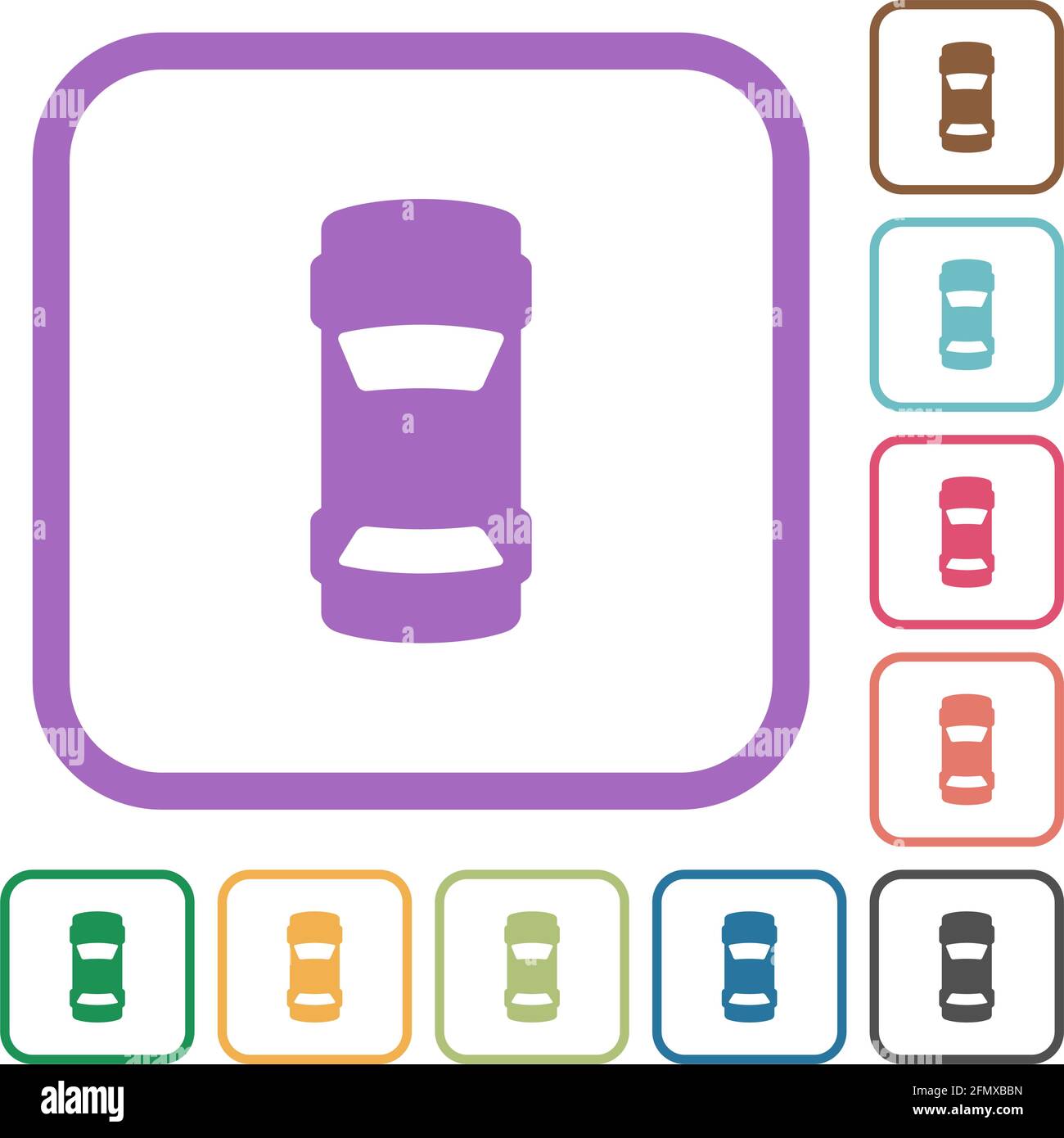 Car dashboard indicator simple icons in color rounded square frames on ...